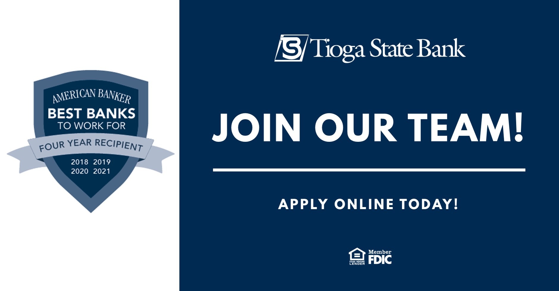 Careers at TSB | Tioga State Bank - Binghamton, NY - Vestal, NY - Owego, NY